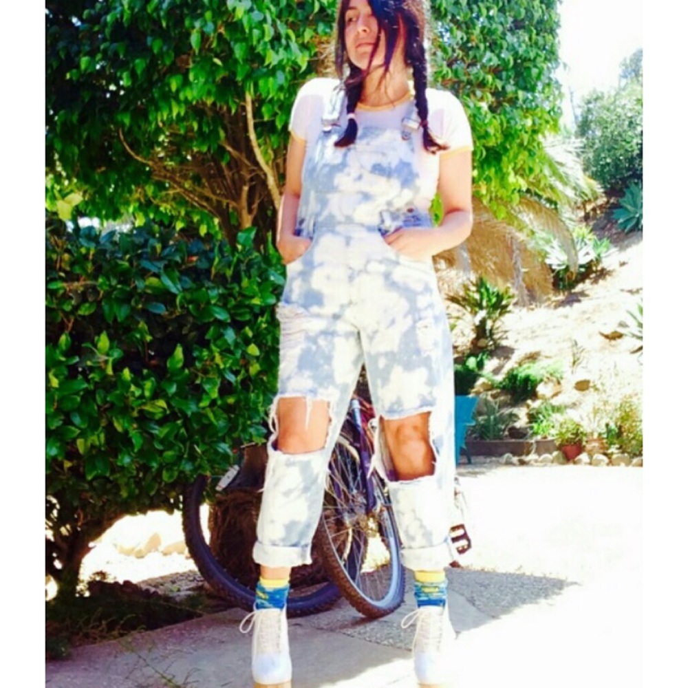 Carmar Denim Distressed Cloud Ripped Overalls S - Gem